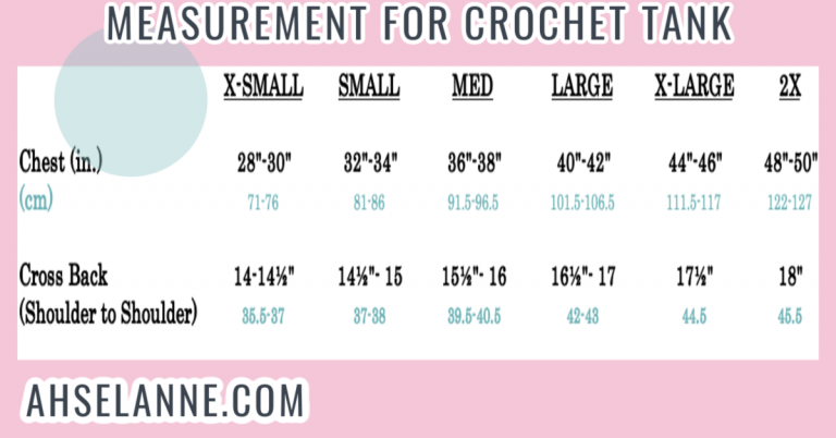 Crochet Tank Top Measure Chart - Crohet Shirt - Ahsel Anne