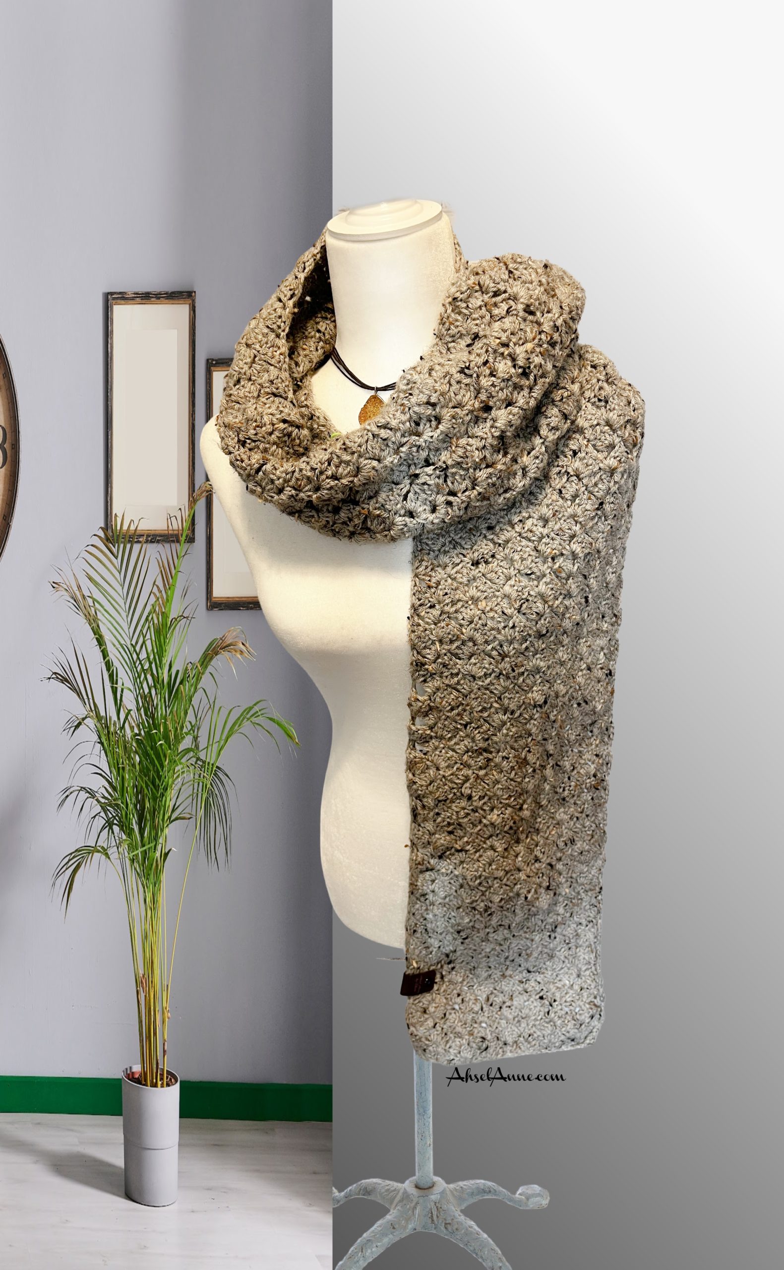 How to Crochet a Wide Scarf - Ahsel Anne